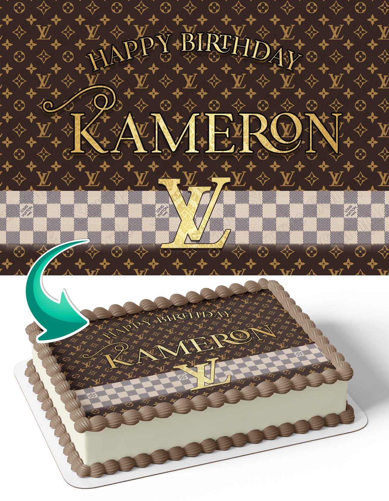 Louis Vuitton Gray Brown OG Fashion Edible Cake Toppers – Ediblecaketopper