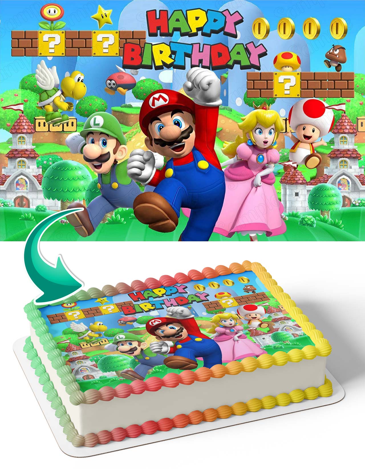 Mario Bros Luigi Princess Peach GB Edible Cake Toppers – Ediblecaketopper