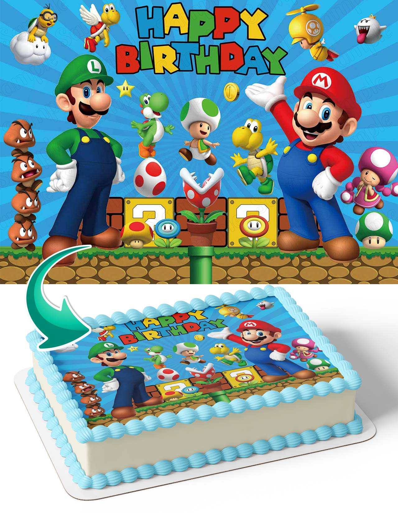 Mario Luigi Yoshi Super MarioBros Edible Cake Toppers – Ediblecaketopper