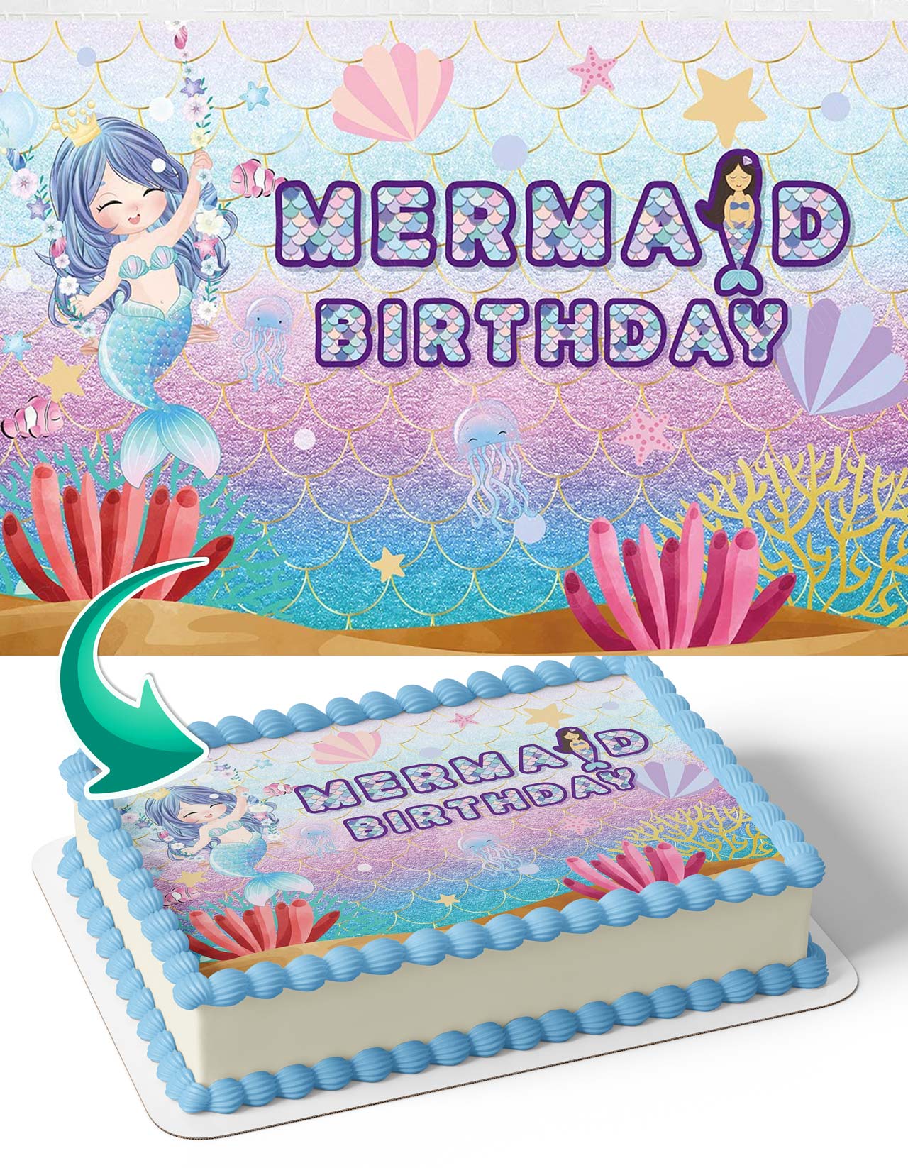 Mermaid Birthday Cute Edible Cake Toppers – Ediblecaketopper