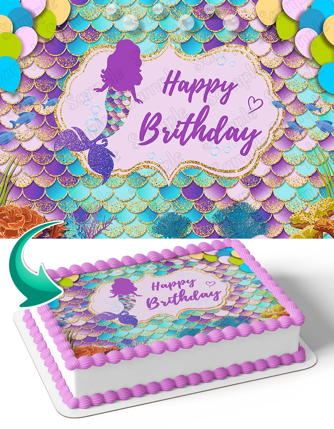 Mermaid Girl Princess Cute Edible Cake Toppers – Ediblecaketopper