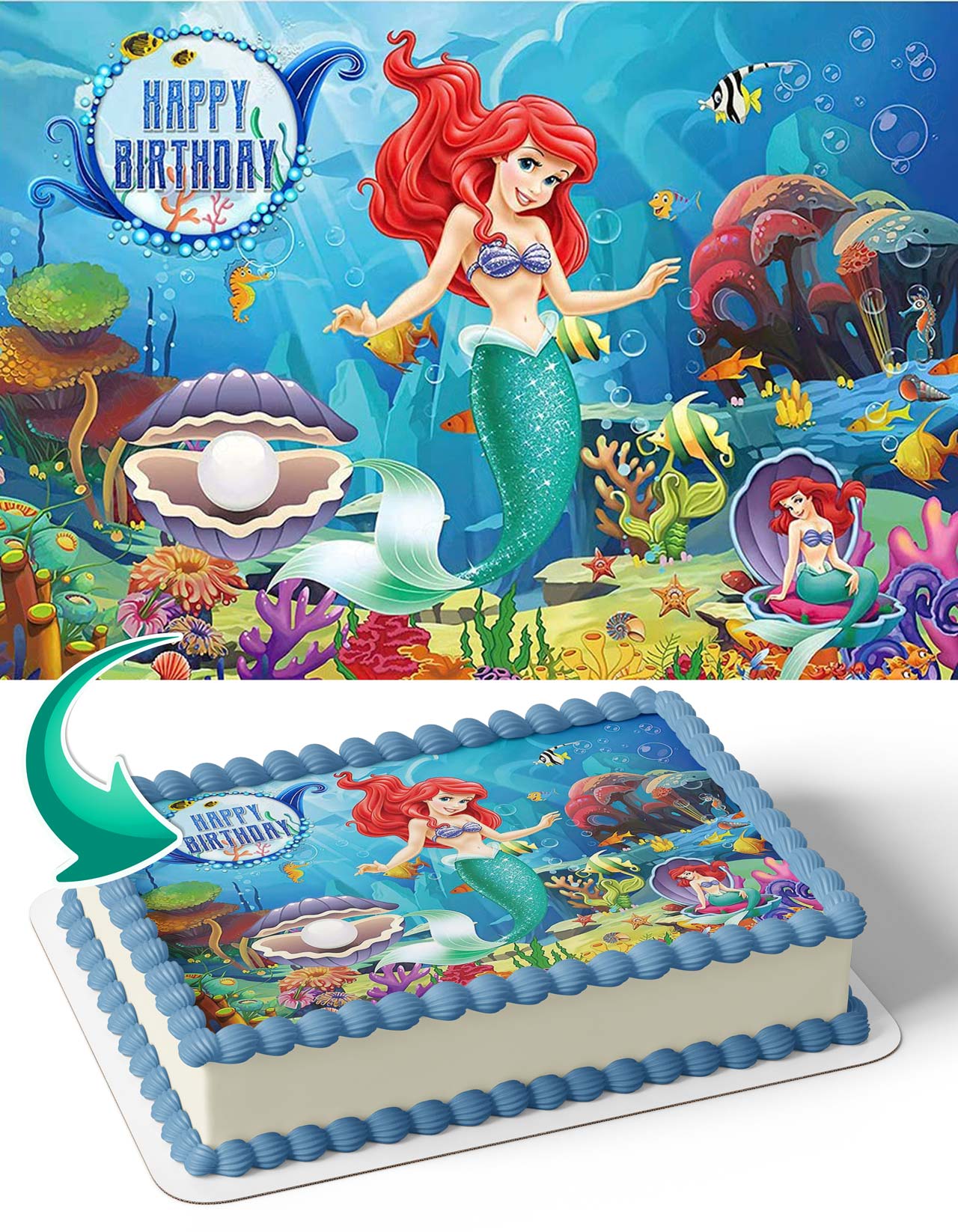 Mermaid Princess Girl Ocean Edible Cake Toppers – Ediblecaketopper