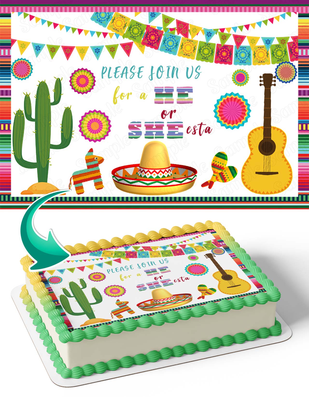Mexican Cactus Fiesta Spanish PinataMPP Edible Cake Toppers ...