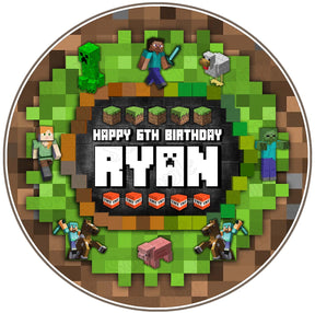 Craft Kids Blocks Game Block Pixel Steve Creeper Edible Cake Toppers ...