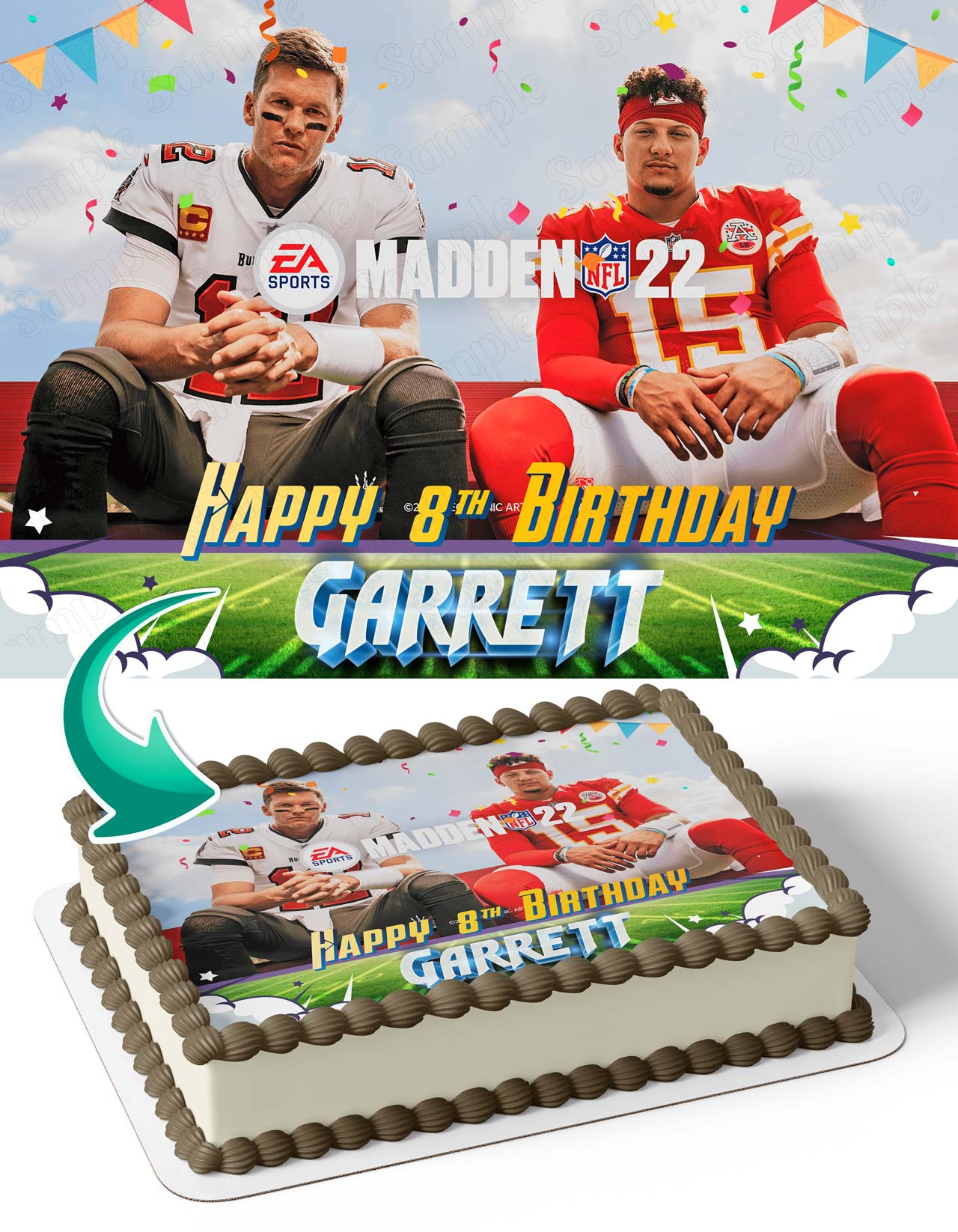 NFL Madden 22 Tom Brady Patrick Mahomes Edible Cake Toppers ...