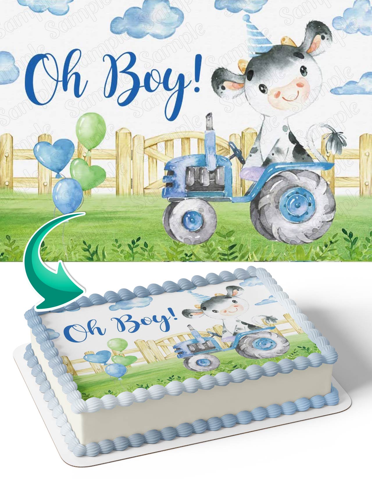 Oh Boy Blue Truck Caw Calf Edible Cake Toppers – Ediblecaketopper