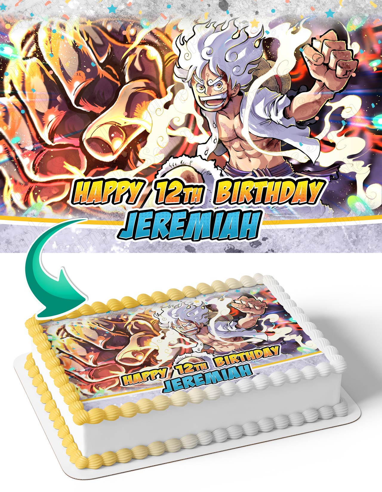 One Piece Monkey D Luffy Gear 5 Edible Cake Toppers – Ediblecaketopper