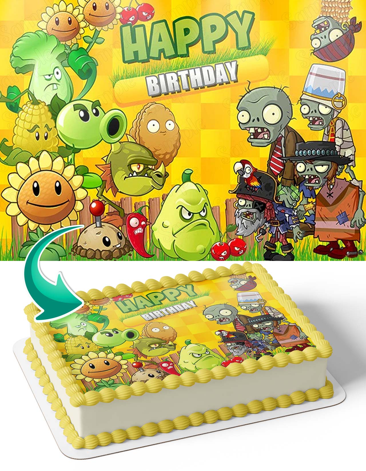 Plants Vs Zombies Kids Game Edible Cake Toppers – Ediblecaketopper