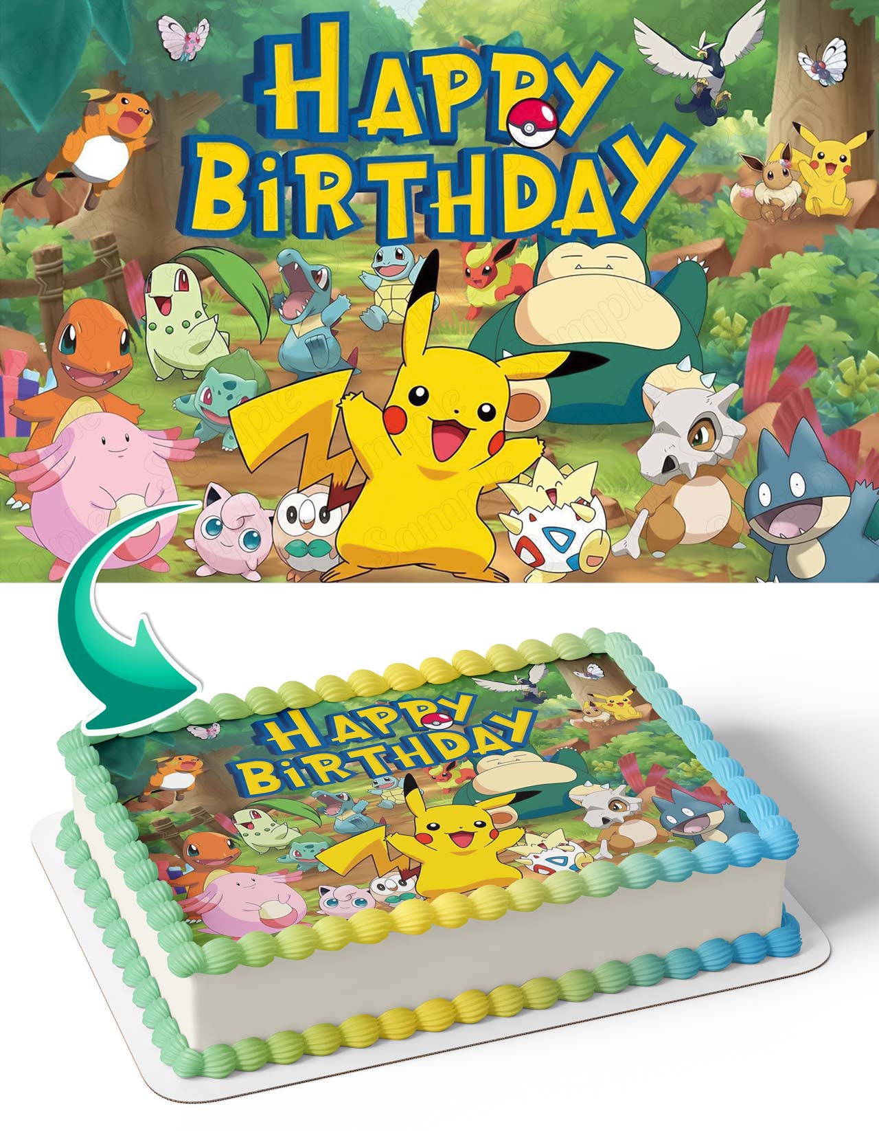 Pokemon Anime Cards GB Edible Cake Toppers – Ediblecaketopper