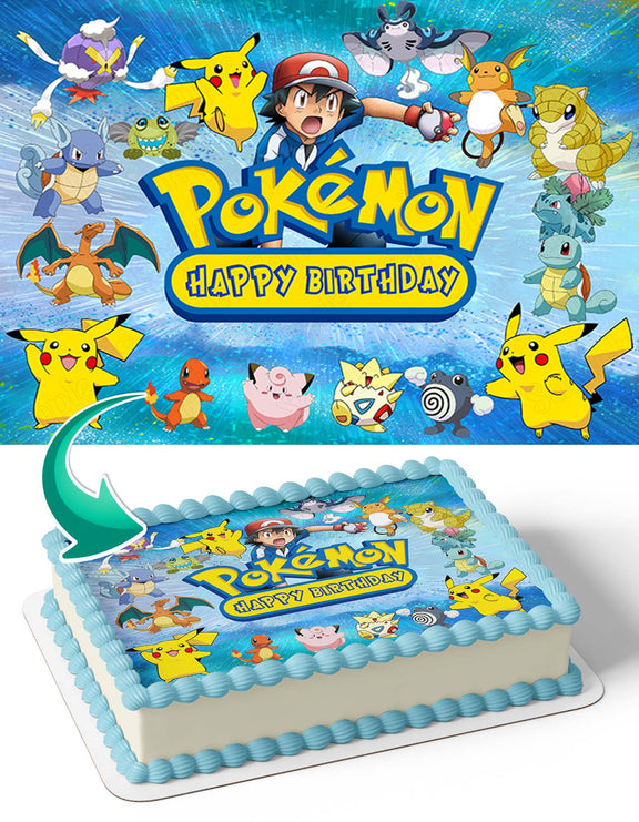 Pokemon Ash Pikachu Kids Cartoon Edible Cake Toppers – Ediblecaketopper