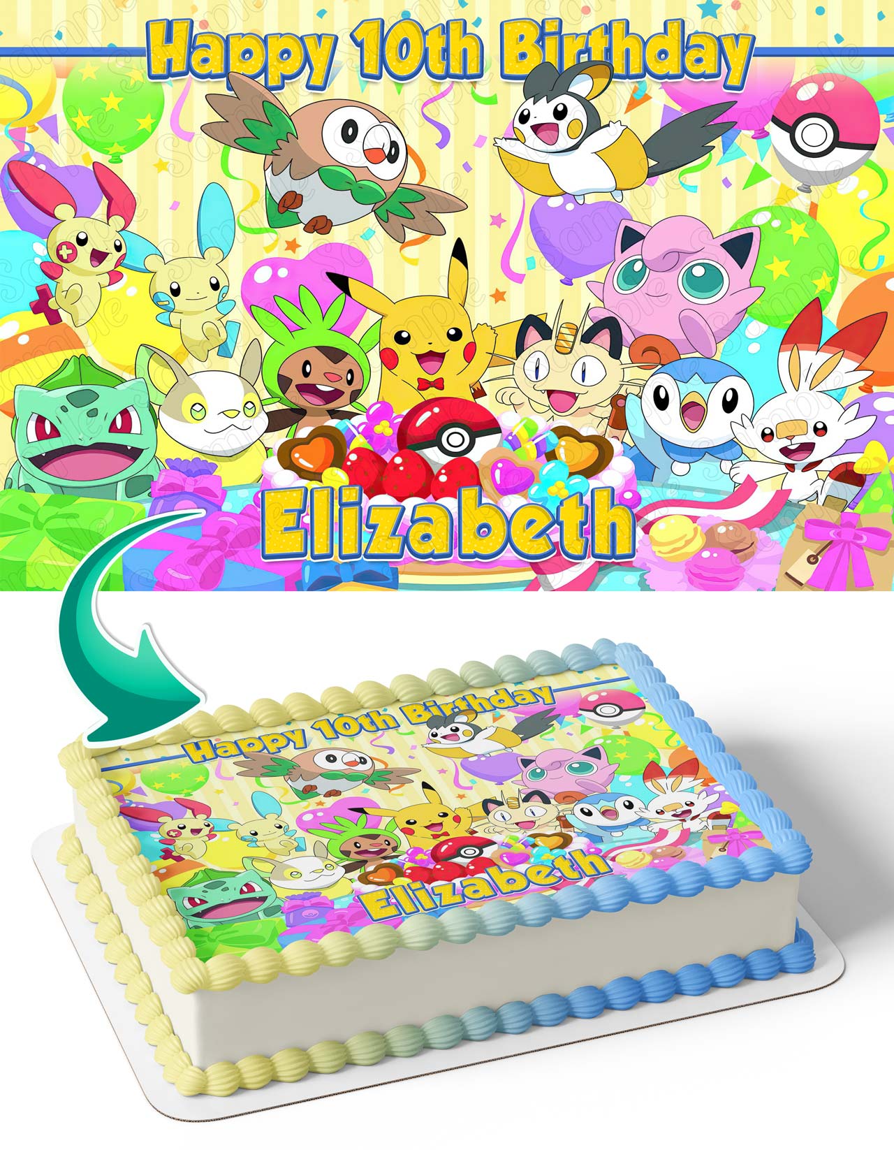 Pokemon Party Celebration Background Edible Cake Toppers – Ediblecaketopper