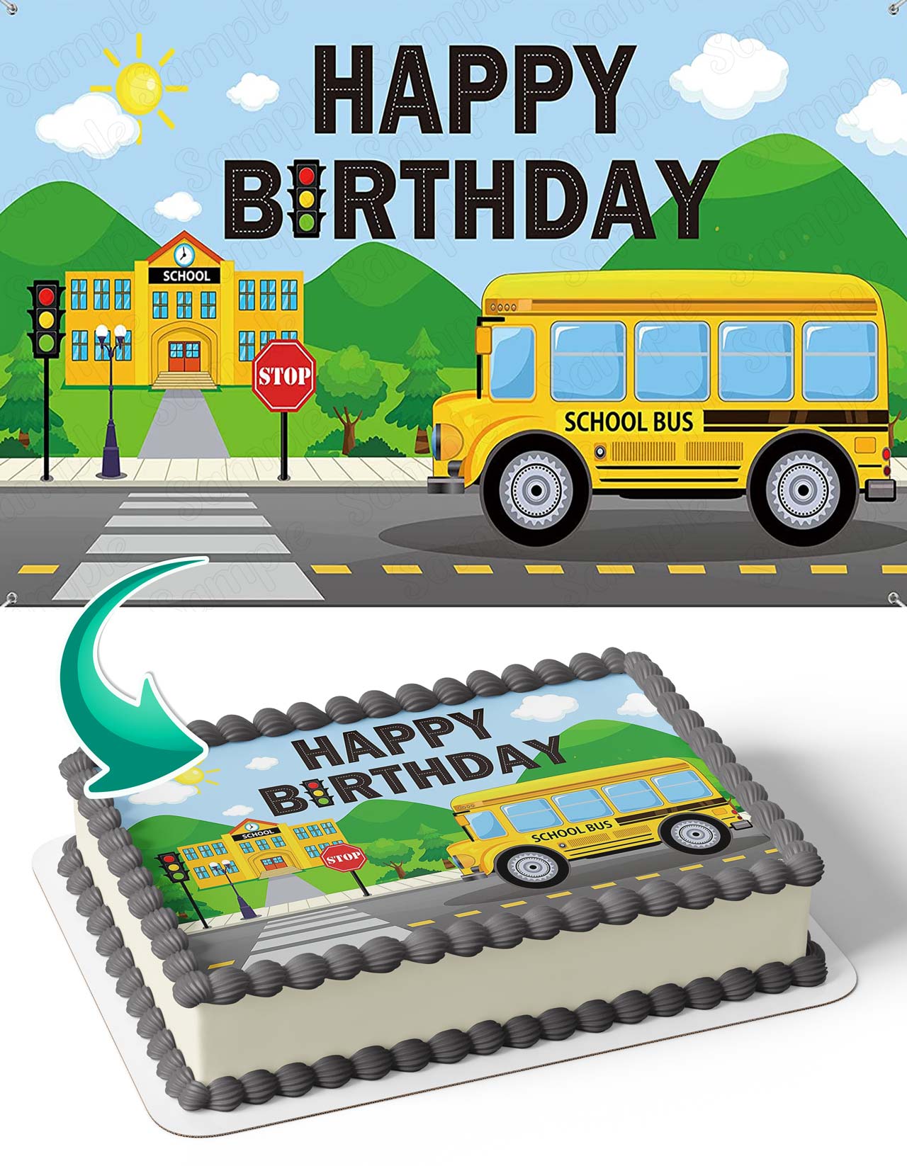 School Bus Back To School Edible Cake Toppers – Ediblecaketopper