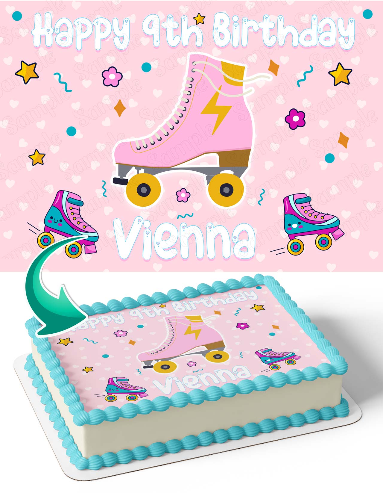 Skates Rollers Pink Girl Edible Cake Toppers – Ediblecaketopper