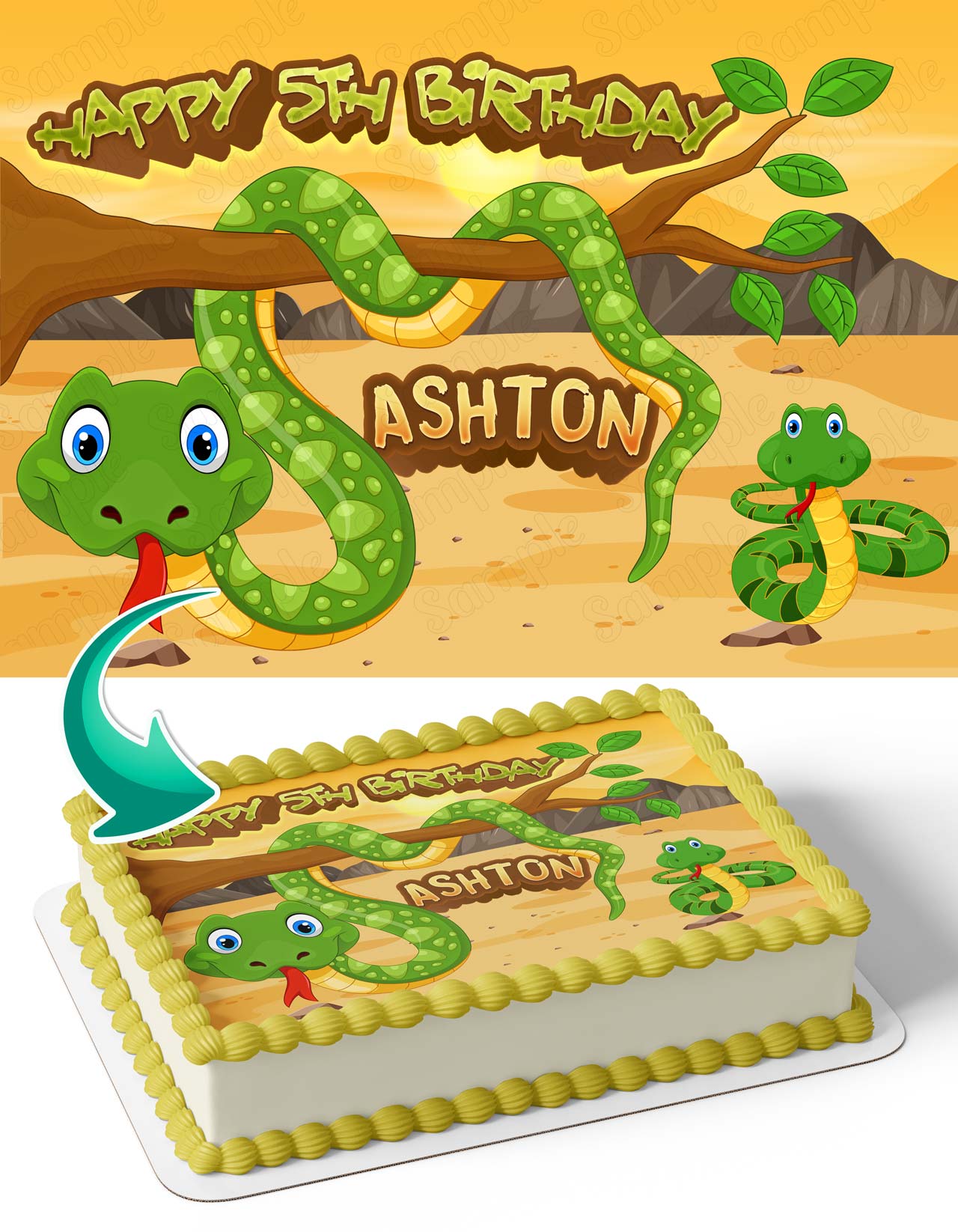 Snake kids Birthday Edible Cake Toppers – Ediblecaketopper