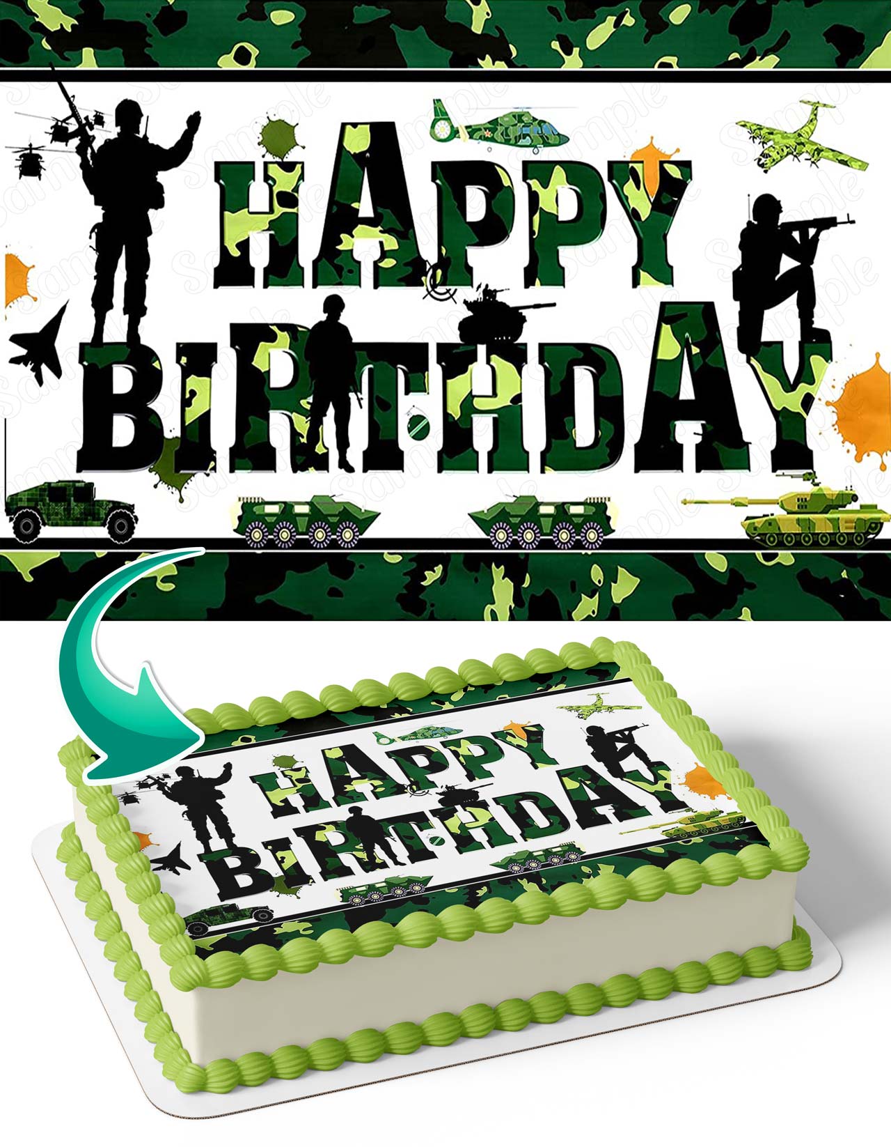 Soldier Military Camo Sargent Captain Kids Edible Cake Toppers ...