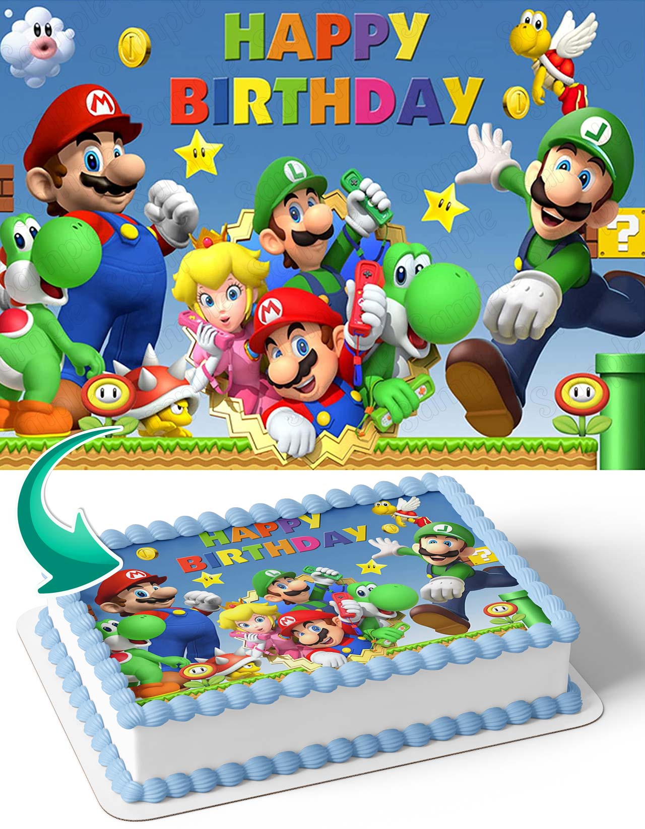 Super Mario Bros Luigi World Edible Cake Toppers – Ediblecaketopper