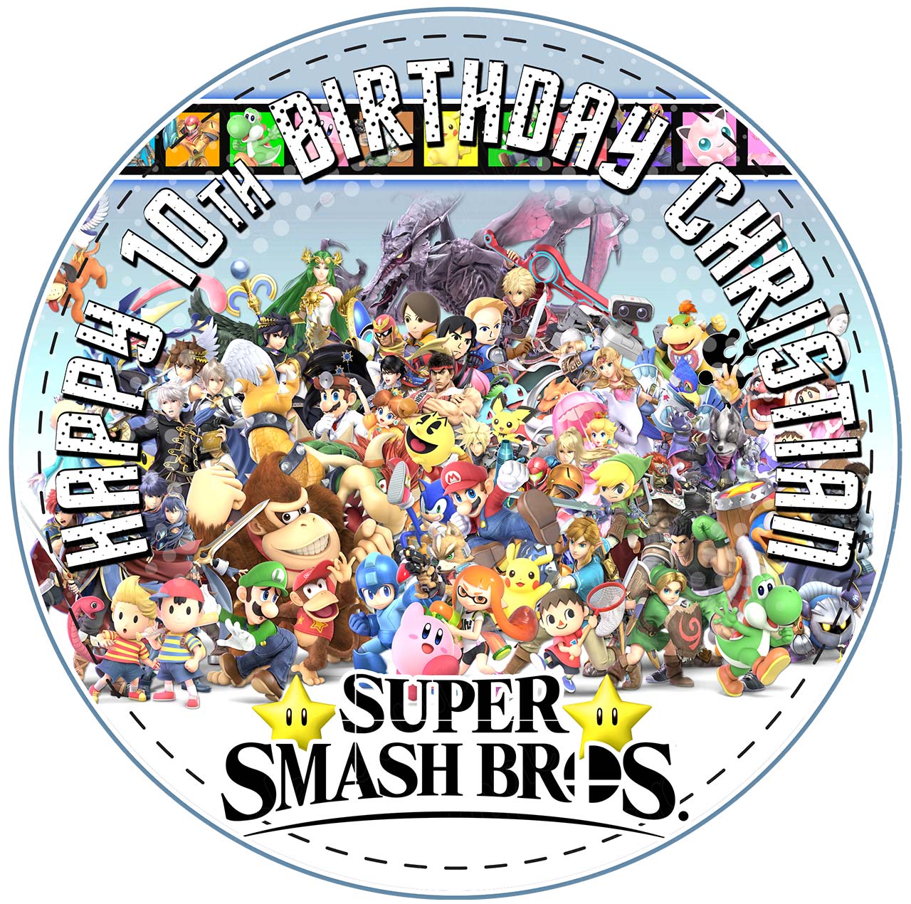 Super Smash Kids Fun Gamers Fight Edible Cake Toppers Round – Edible ...