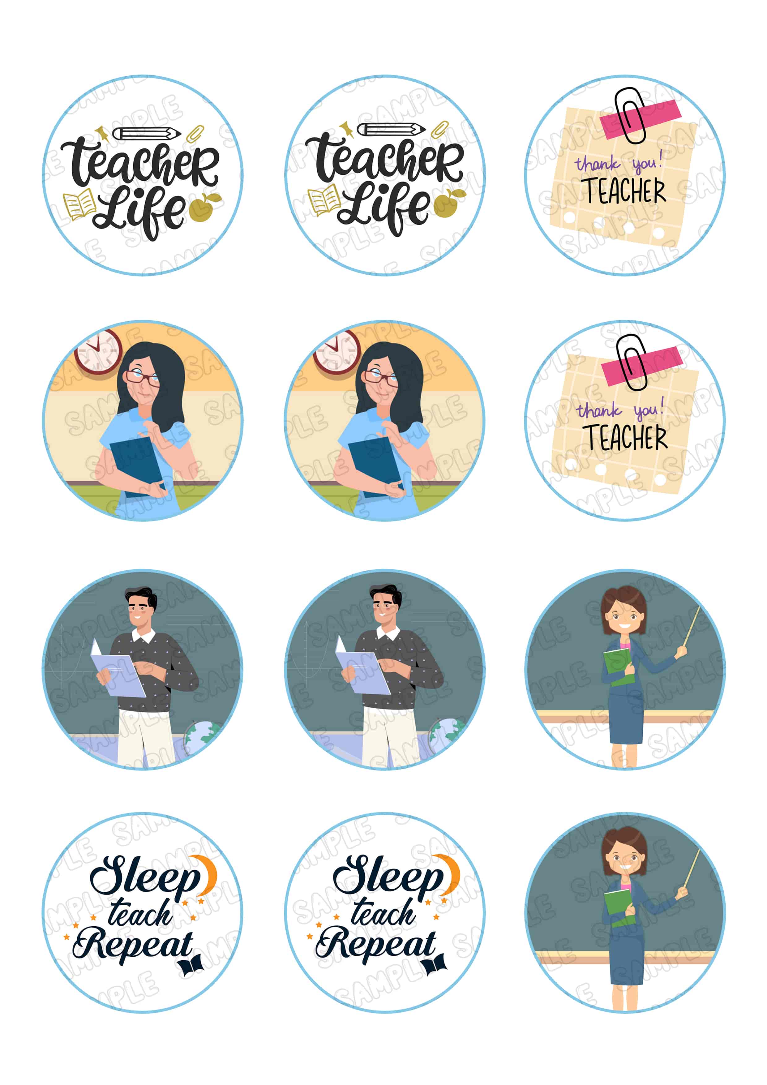 Teacher Edible Cupcake Toppers – Ediblecaketopper