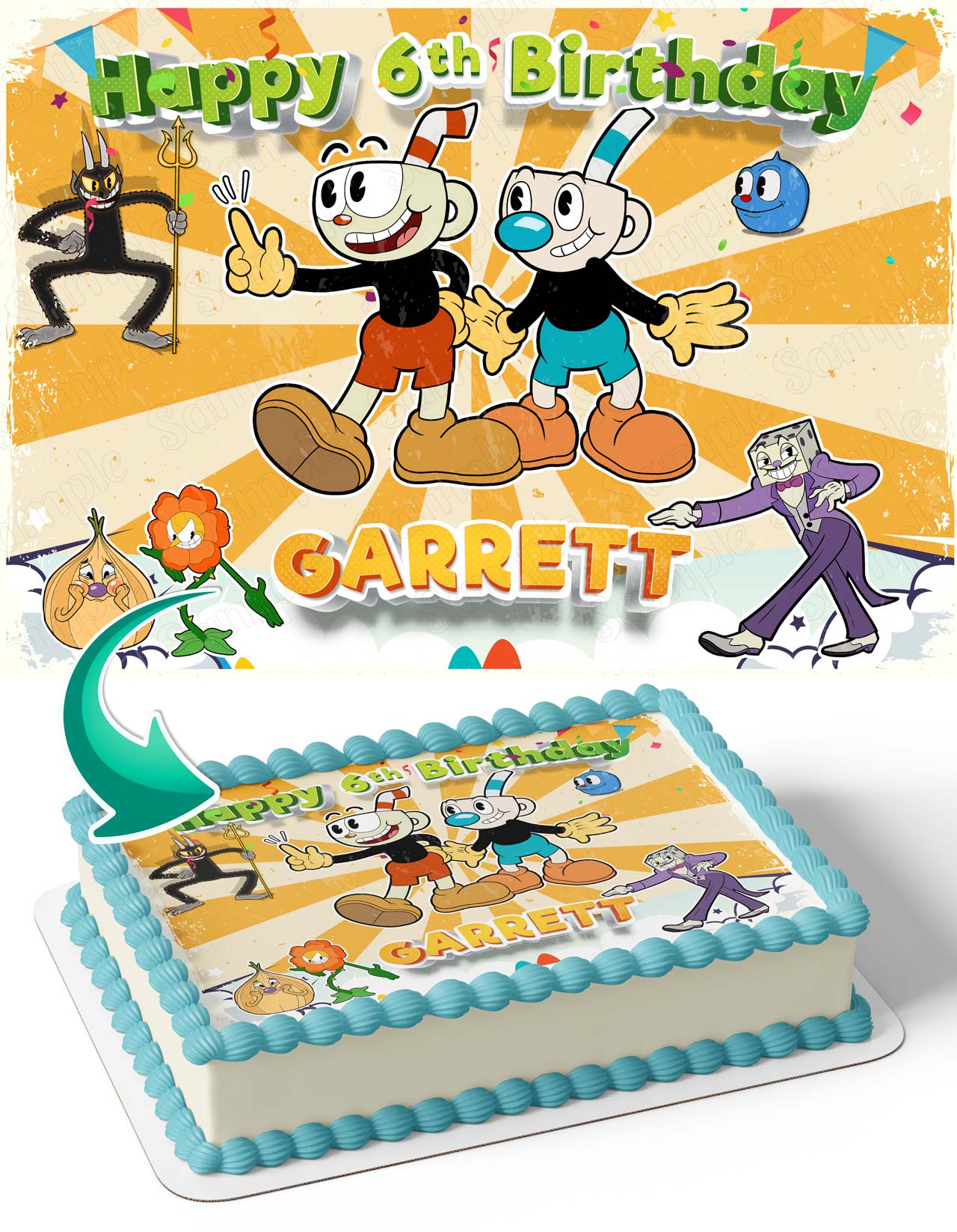 Adornos comestibles para tartas de The Cuphead Show – Ediblecaketopper
