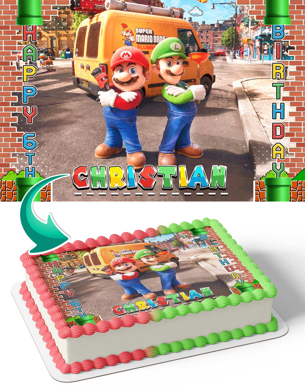 The Super Mario Bros Movie 2023 Mario And Luigi Edible Cake Toppers ...