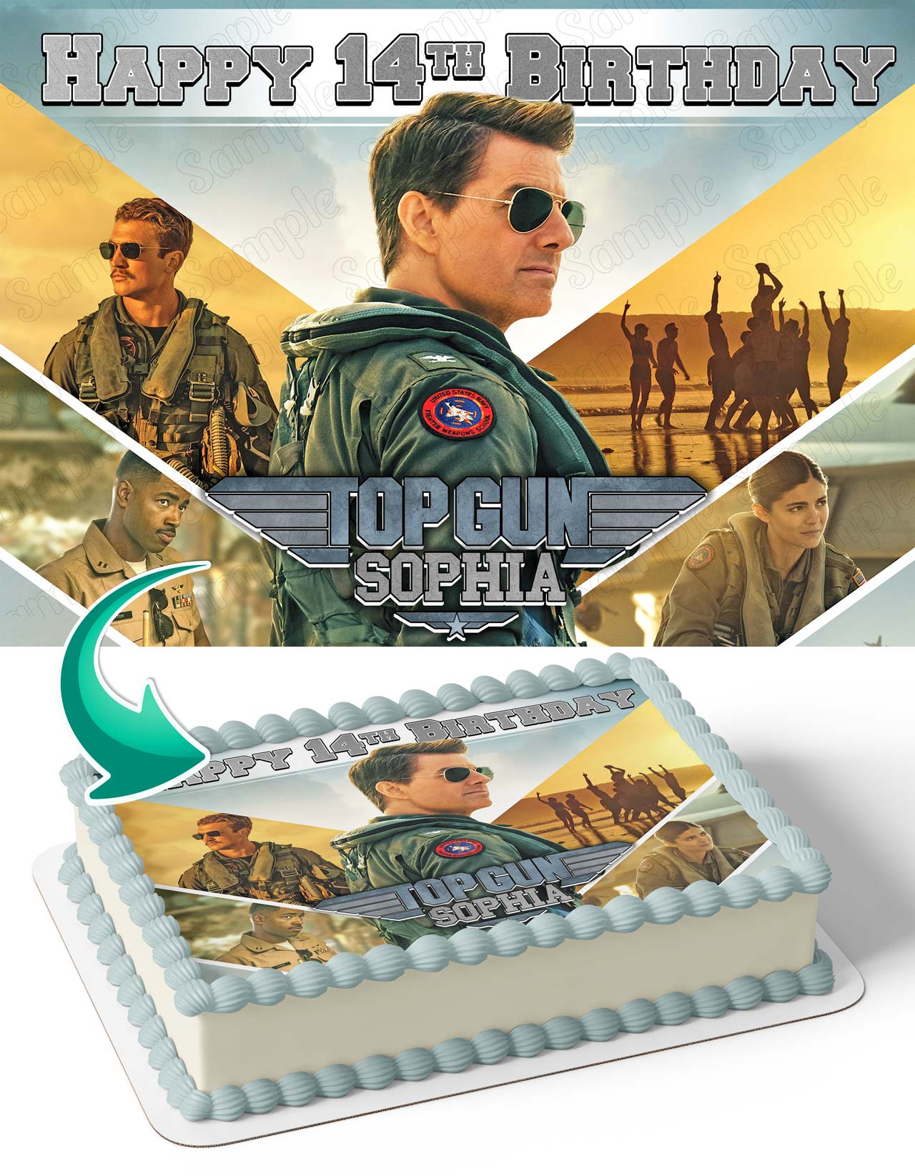 Top Gun Maverick Tom Cruise Miles Teller Edible Cake Toppers ...