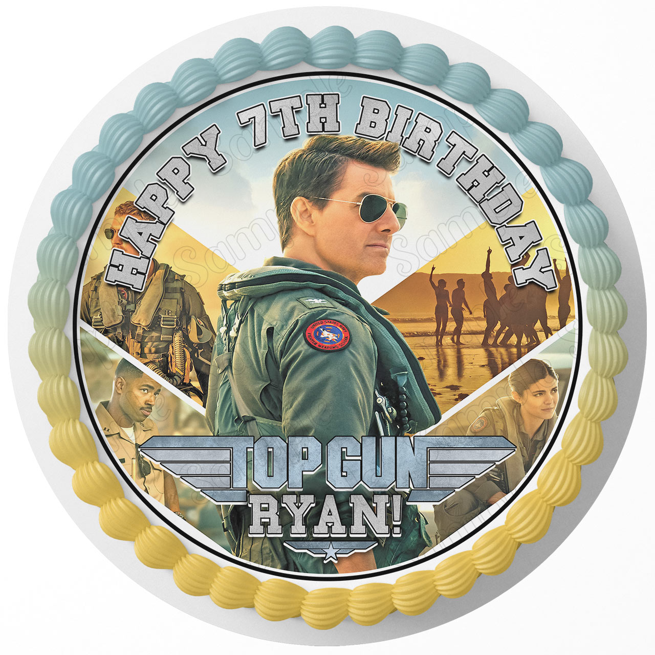Top Maverick Tom Gun Miles Teller Edible Cake Toppers Round ...