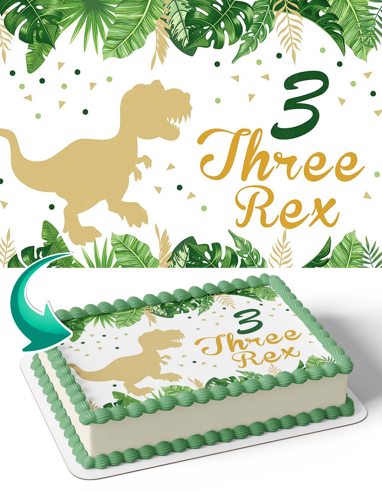 Trex Three Rex Birthday 3rd Birthday Edible Cake Toppers – Ediblecaketopper